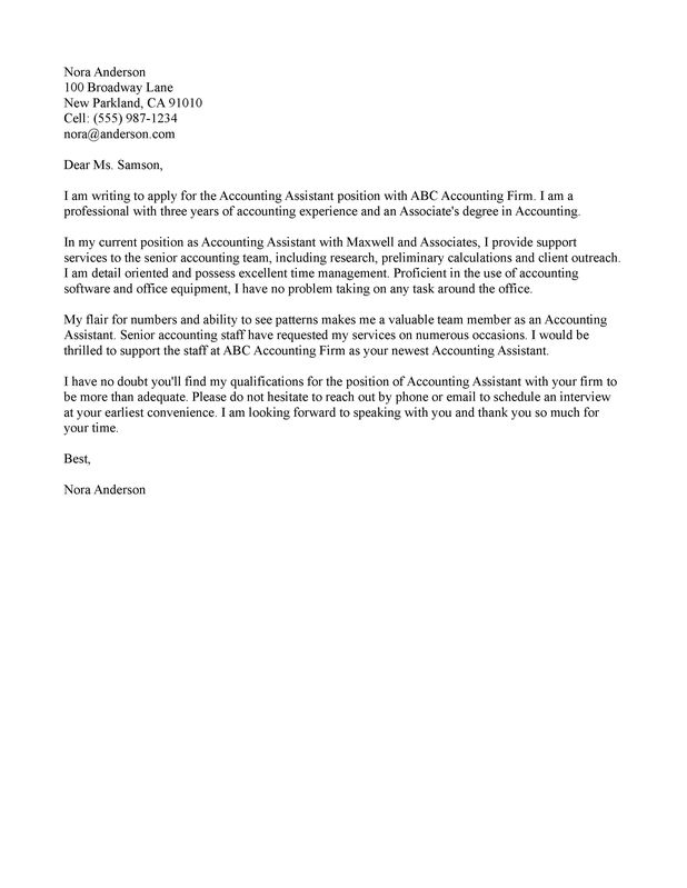 Accounting Assistant Cover Letter Samples ResumeHelp