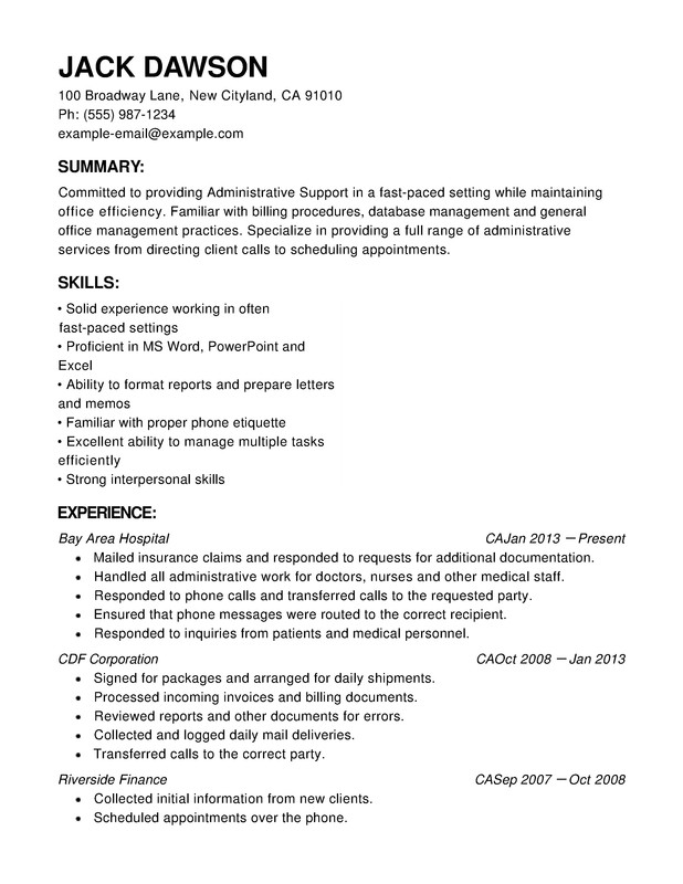 Administrative Support Functional Resume Sample | ResumeHelp