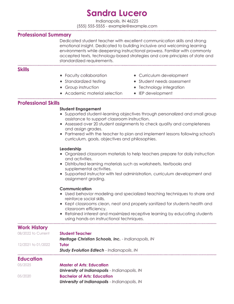 Student Teacher Resume Examples & Writing Tips For 2025 Student Teacher Resume Examples & Writing Tips For 2025