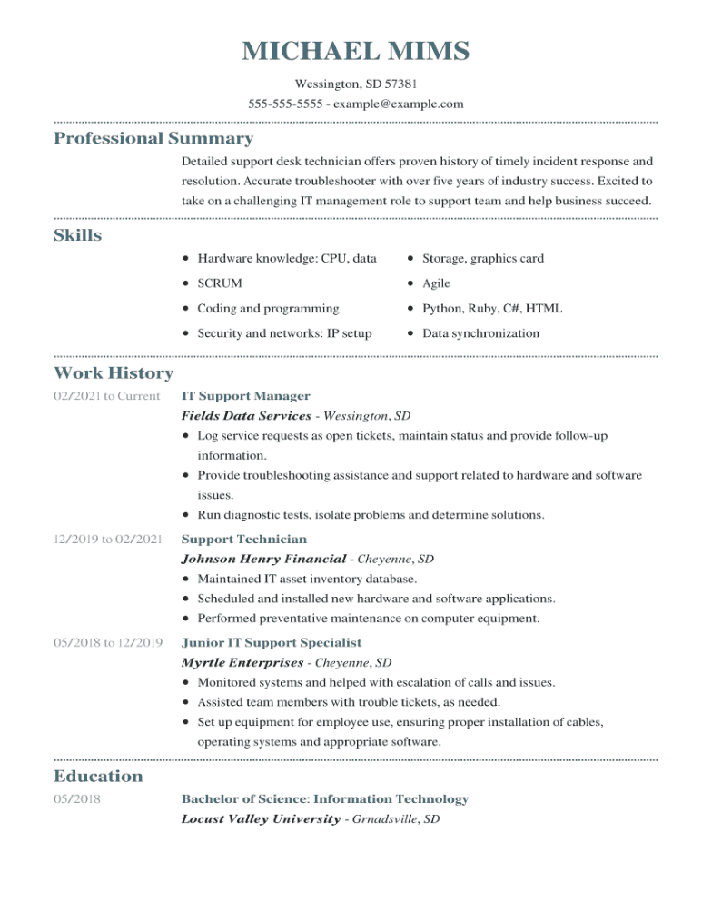 Technical Resume Examples 2025 Storm M Krogh