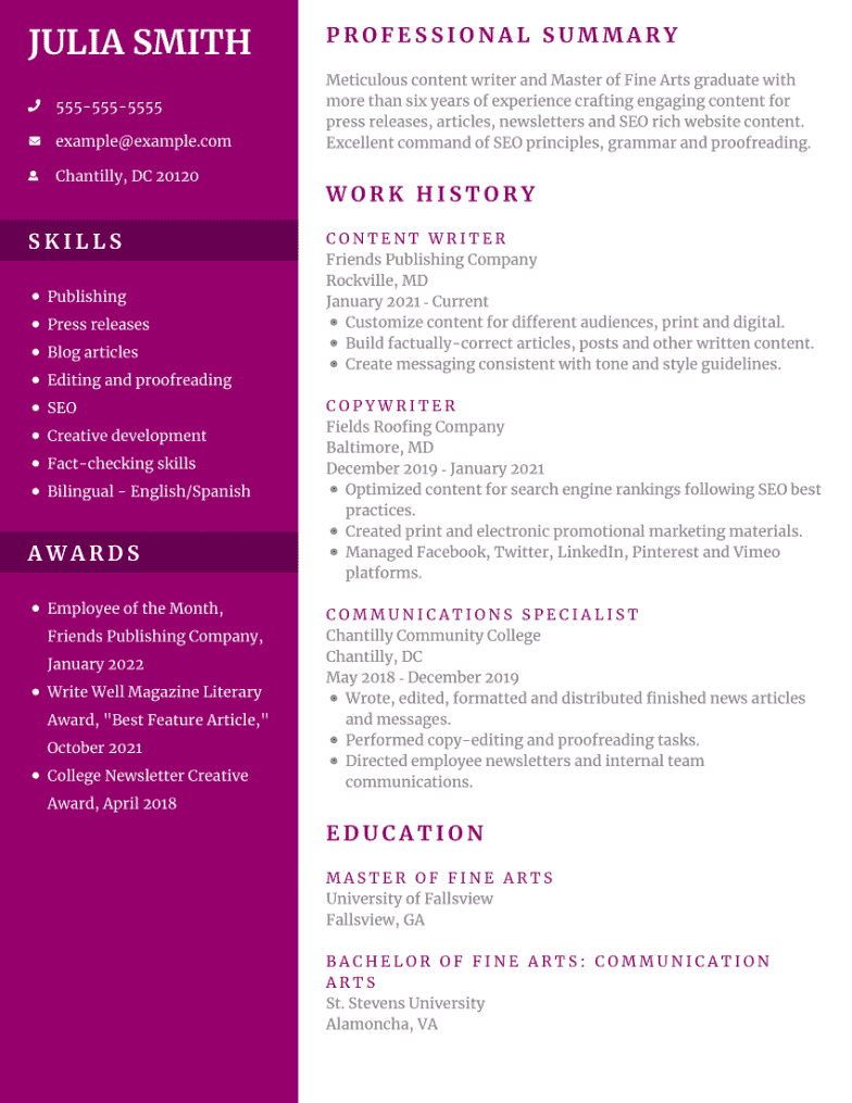 When to Write a Two-Column Resume