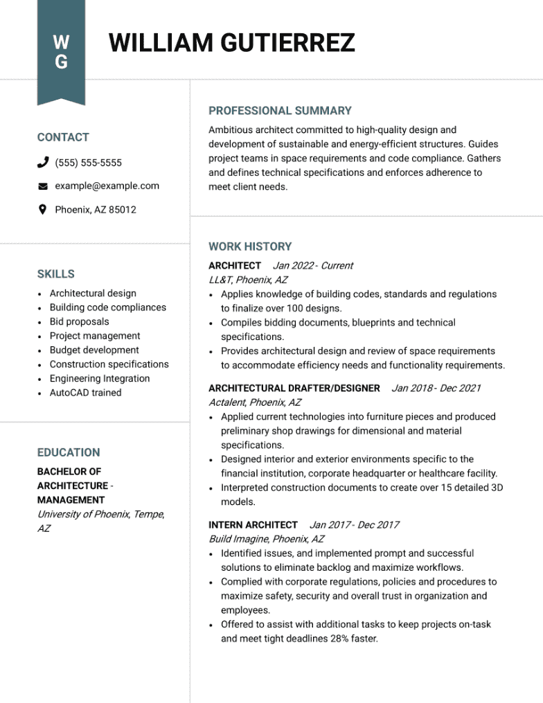 Architecture Resume Examples & Templates for 2024