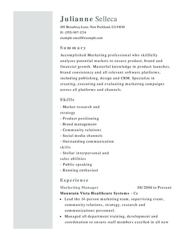 Marketing Functional Format Resume Samples Marketing Functional Format Resume Samples