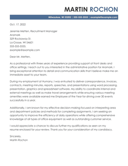 Administrative Assistant Cover Letter Examples