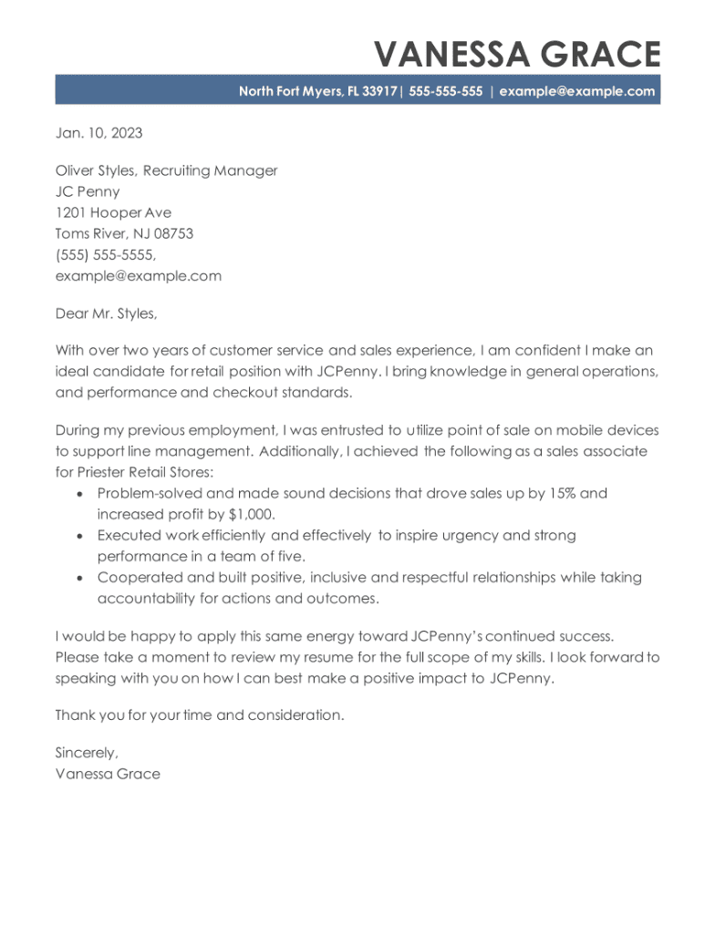 Retail Job Cover Letter Examples Retail Job Cover Letter Examples